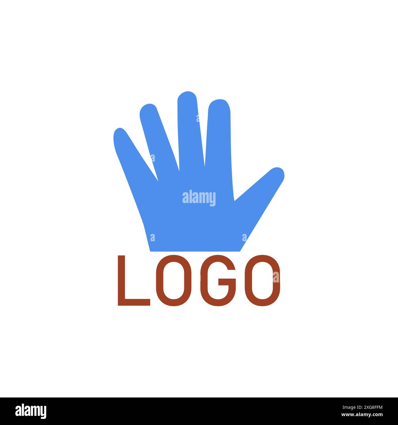 Palm of hand raised up. Vector logo. Isolated illustration on a blank ...