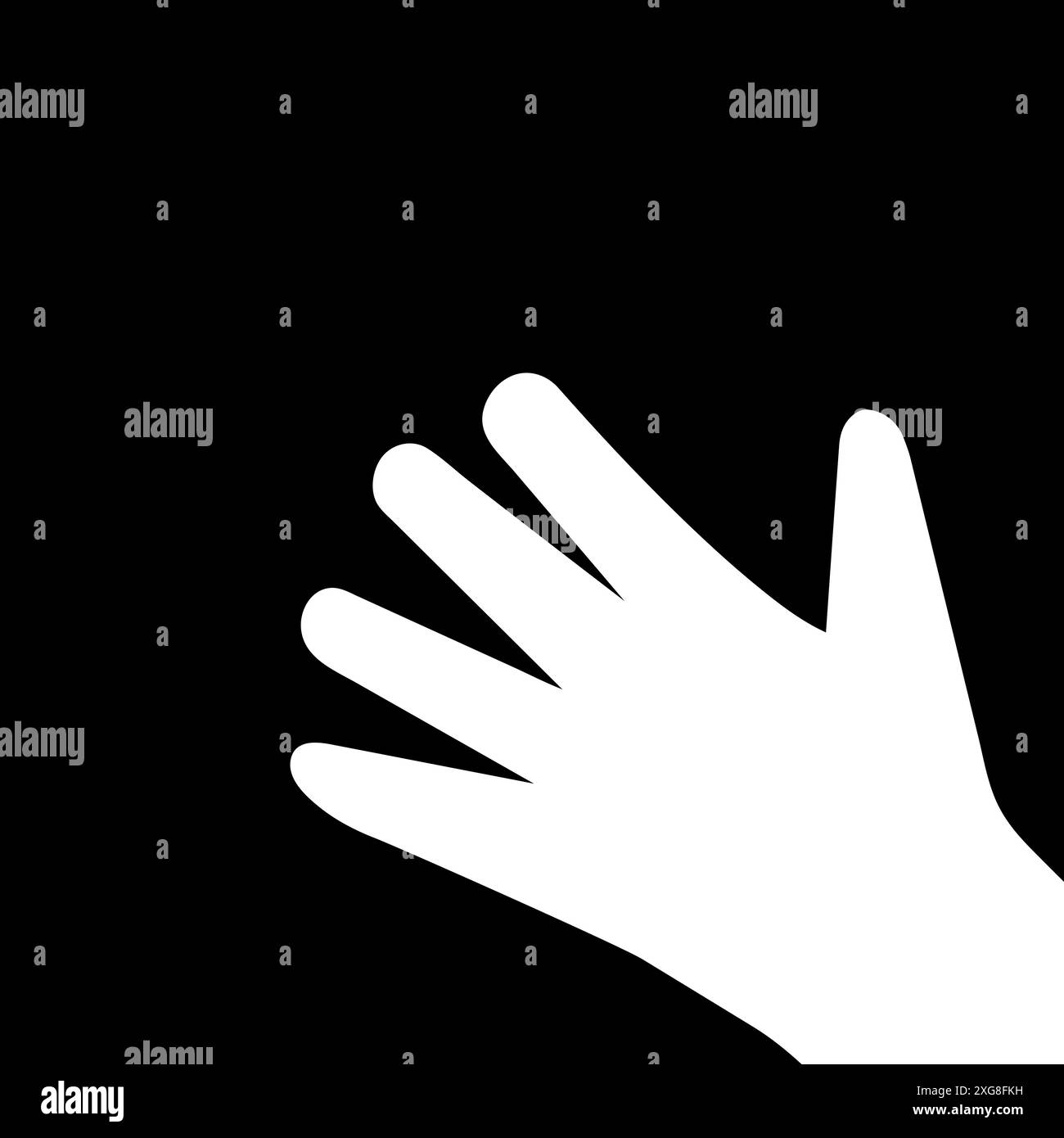 White silhouette of a hand on a black background. Vector illustration ...