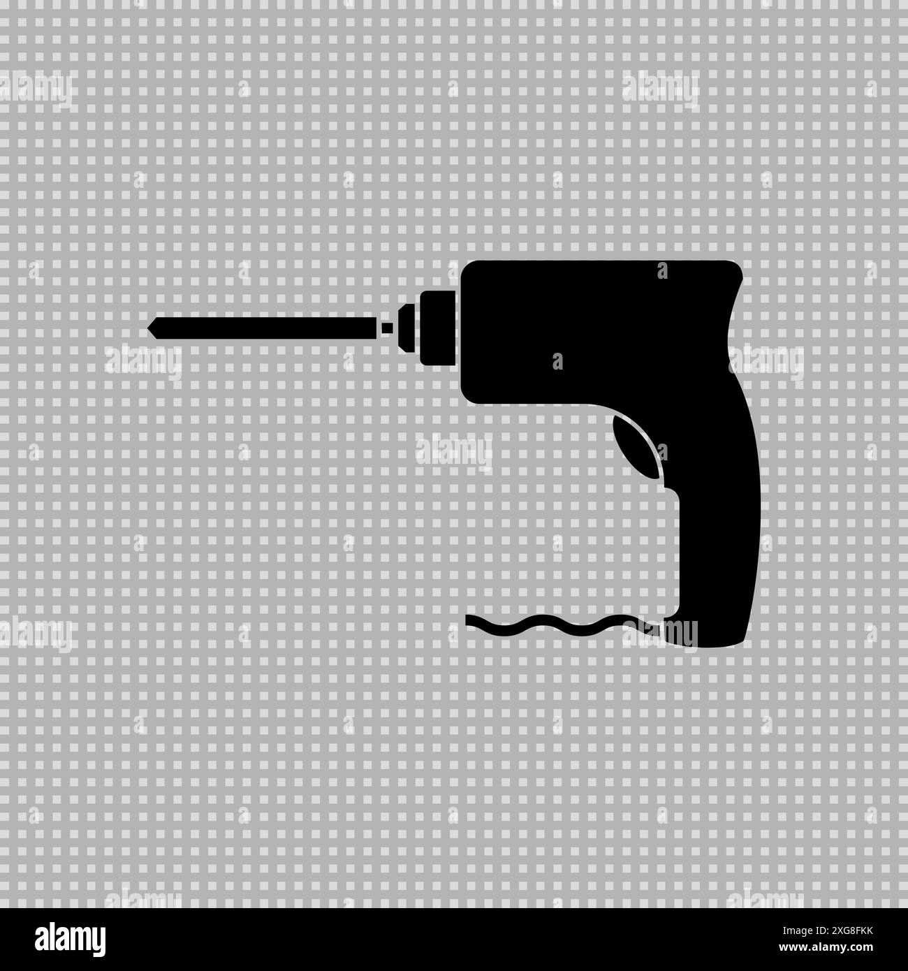 Portable electric hand drill drawing with bit. Yellow power drill icon ...