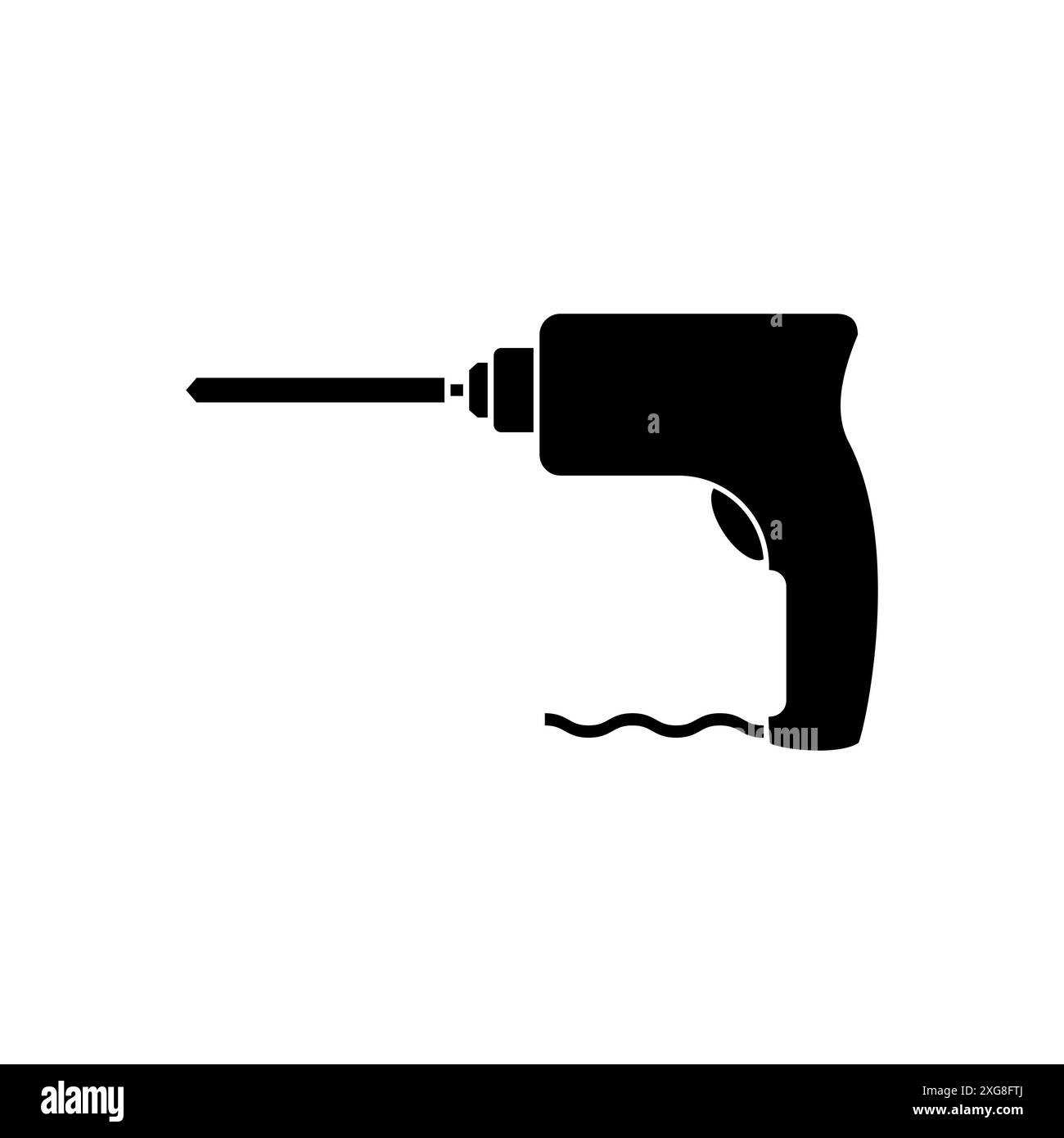 Portable electric hand drill drawing with bit. Yellow power drill icon ...