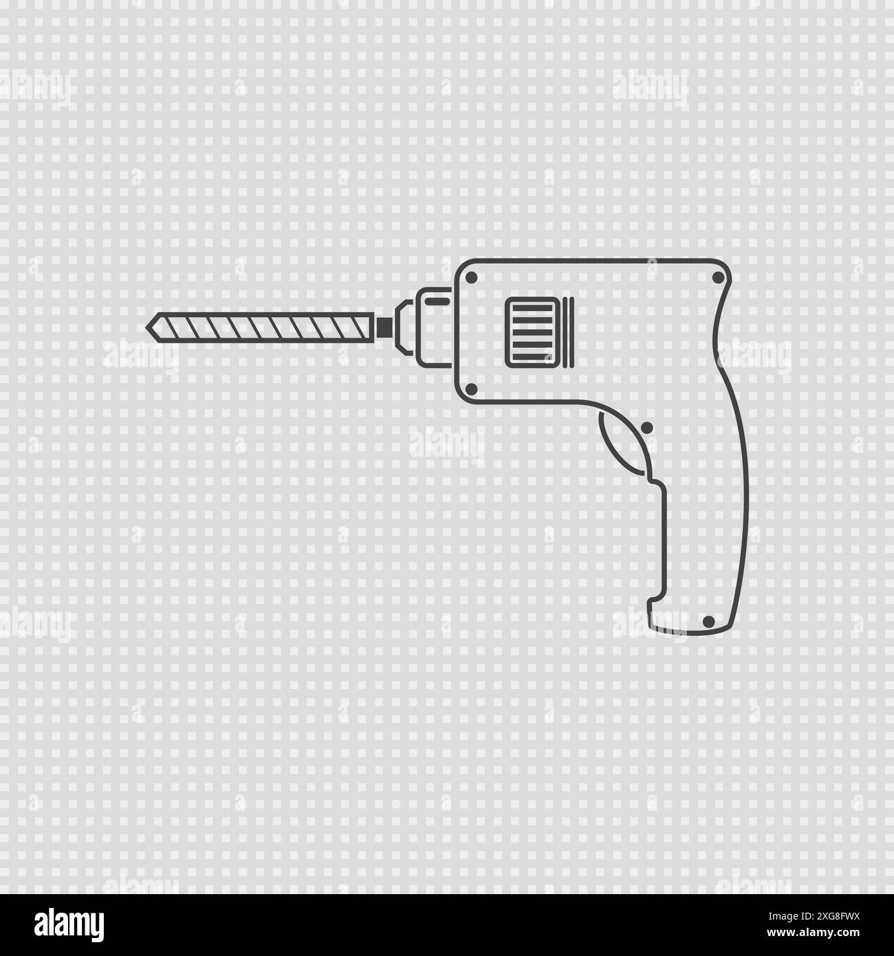 Portable electric hand drill drawing with bit. Yellow power drill icon ...