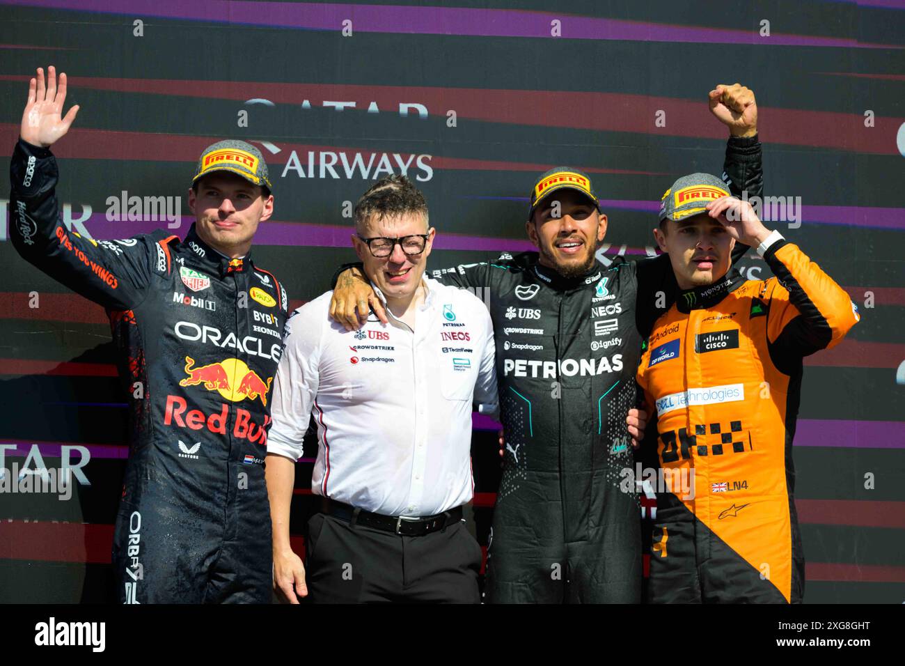 Silverstone, UK. 07th July 2024. Podium of the winners During Race Day ...