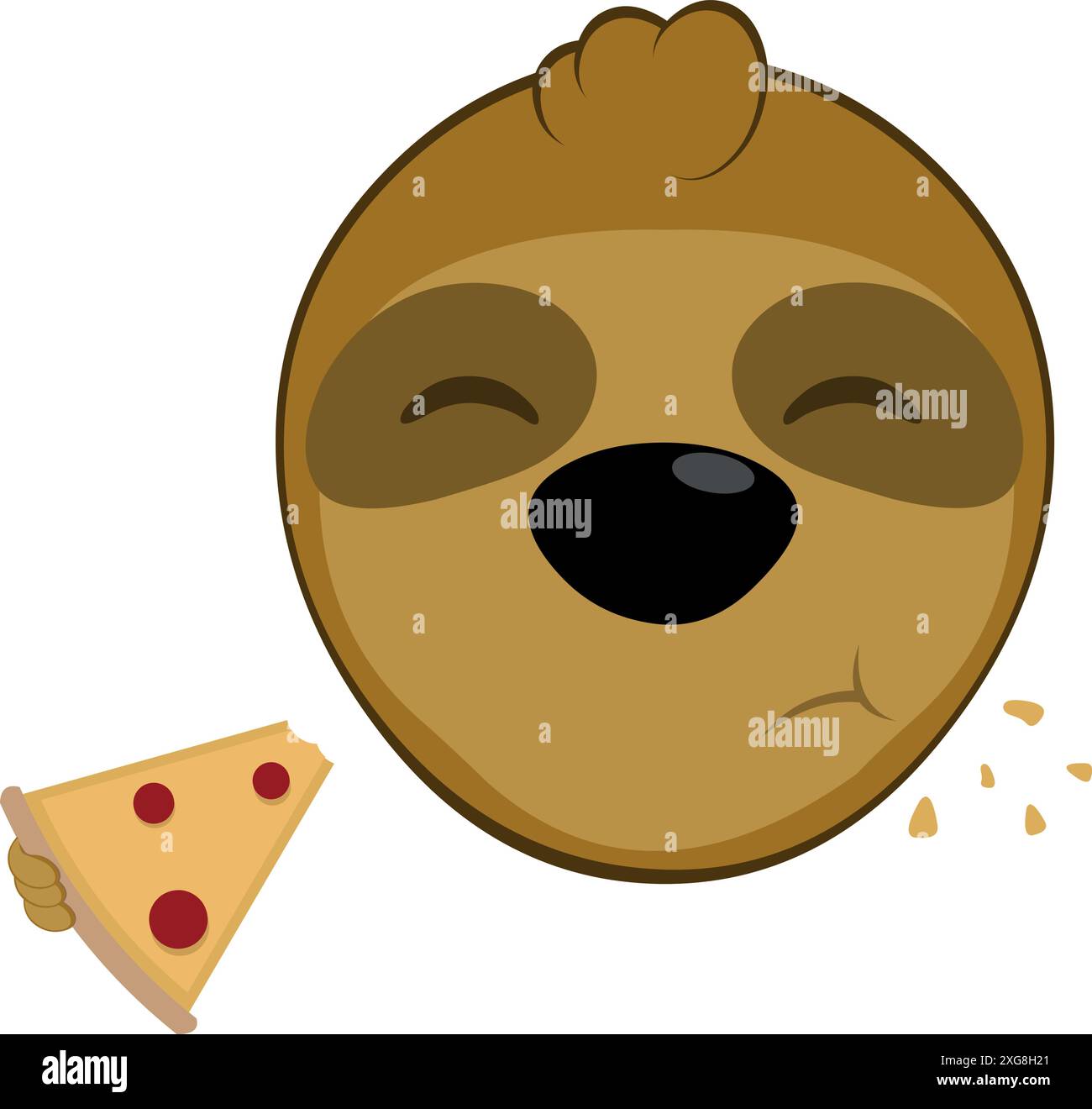 vector illustration face bear sloth character animal cartoon, eating a ...