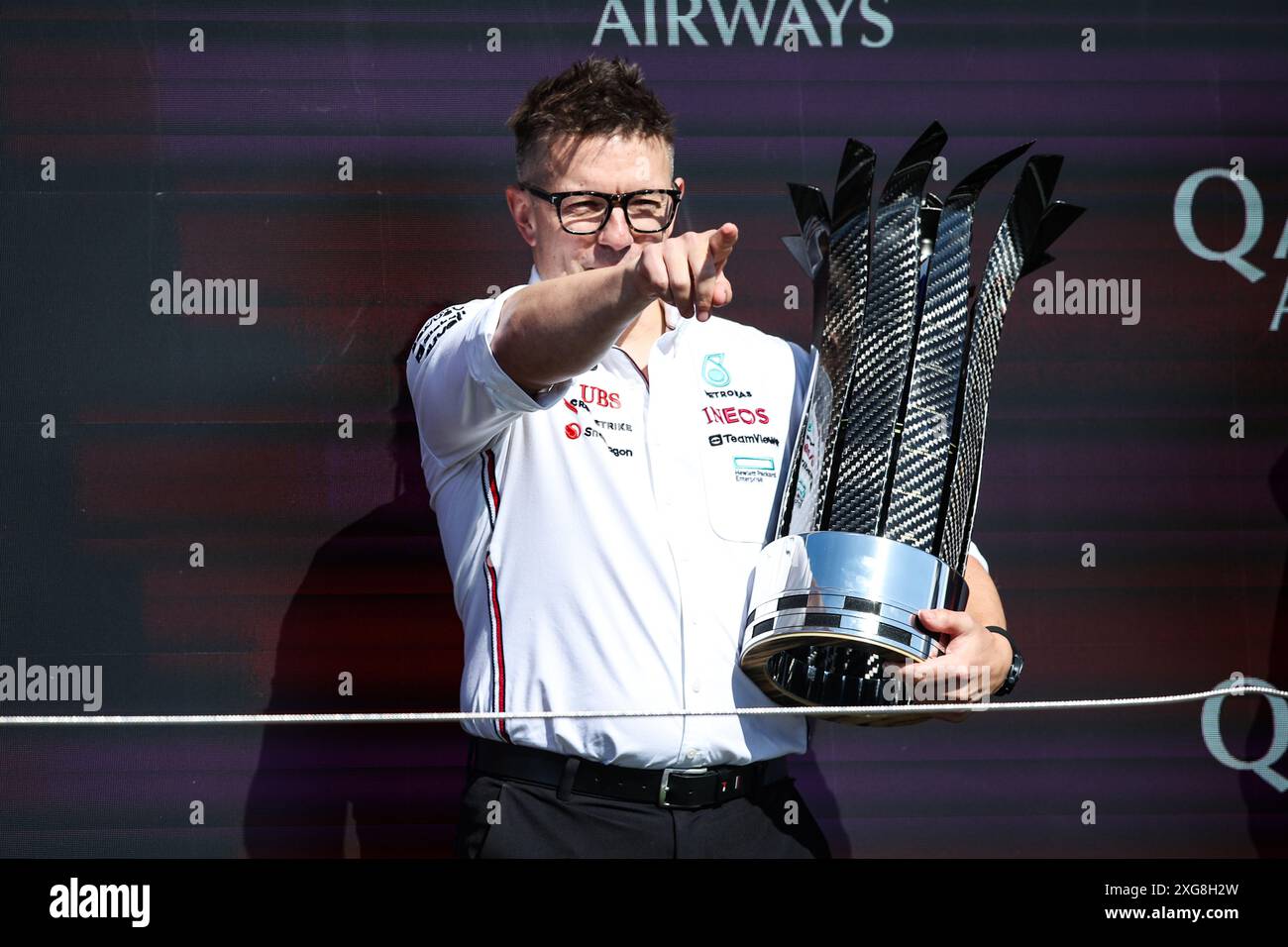Peter 'Bono' Bonnington, senior race engineer for Lewis Hamilton podium ...