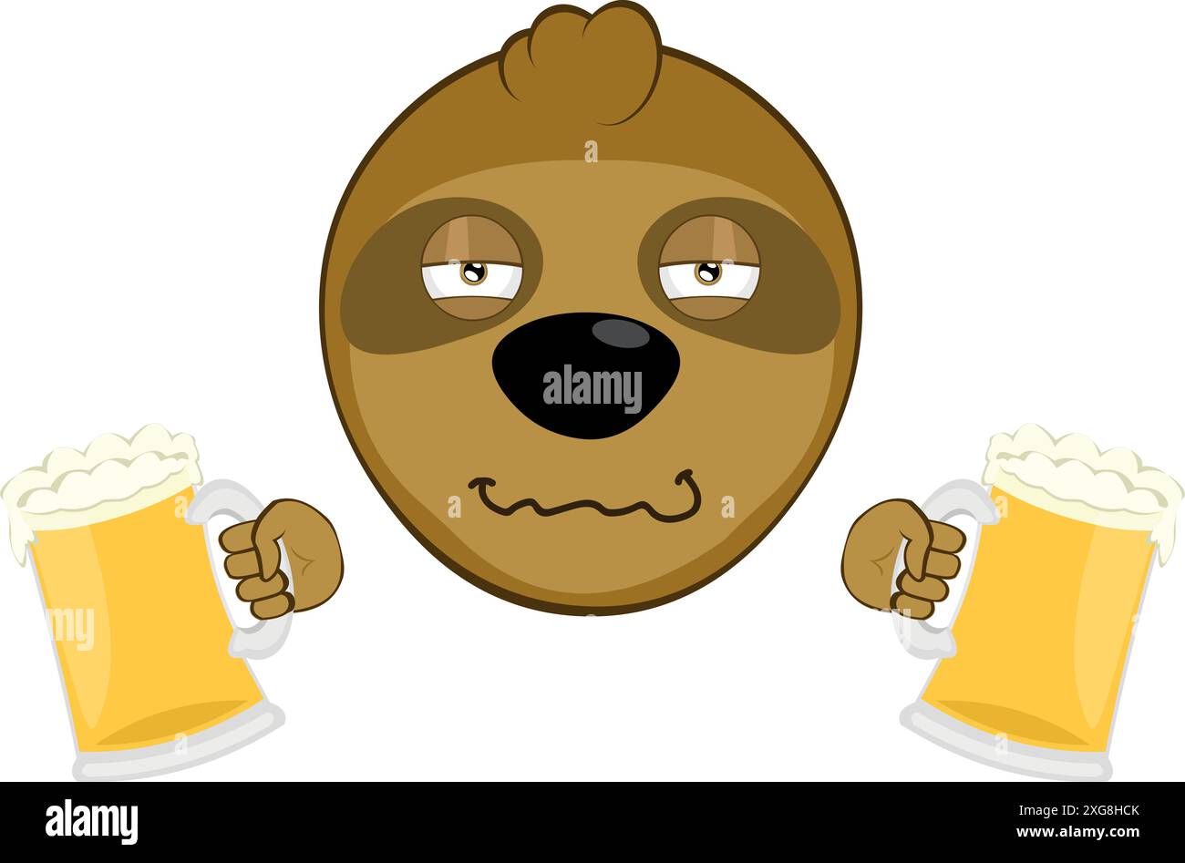vector illustration face bear sloth character animal cartoon, drunk ...