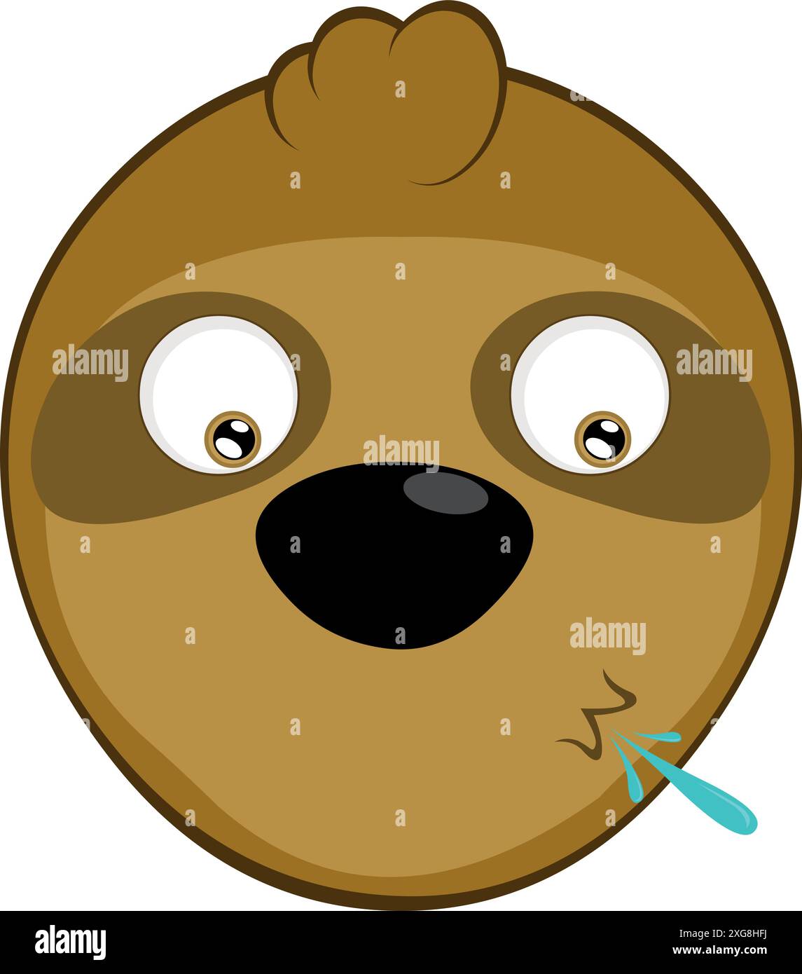 vector illustration face bear sloth character animal cartoon, spitting ...
