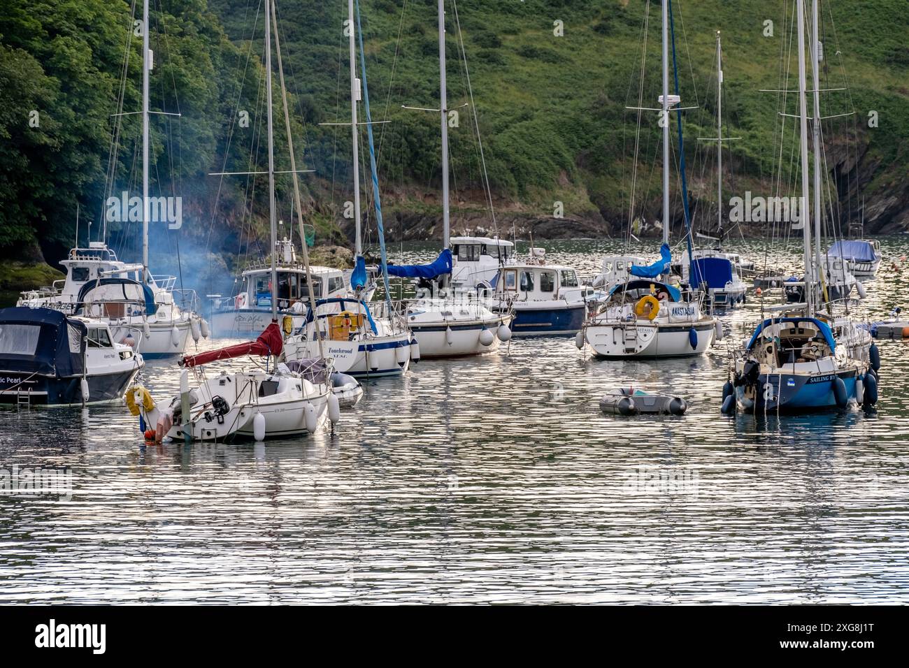 Watermouth, Devon, UK – June 24 2024. Sailing boats moored in ...