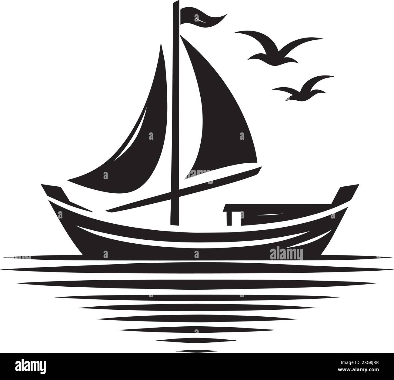 Cartoon sailboat vector Black and White Stock Photos & Images - Alamy