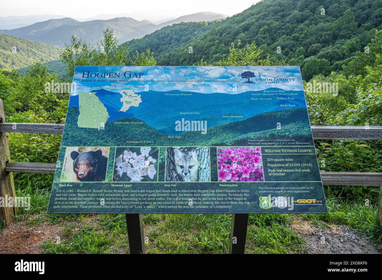 Scenic view and interpretive panel at Hogpen Gap, an access point on ...