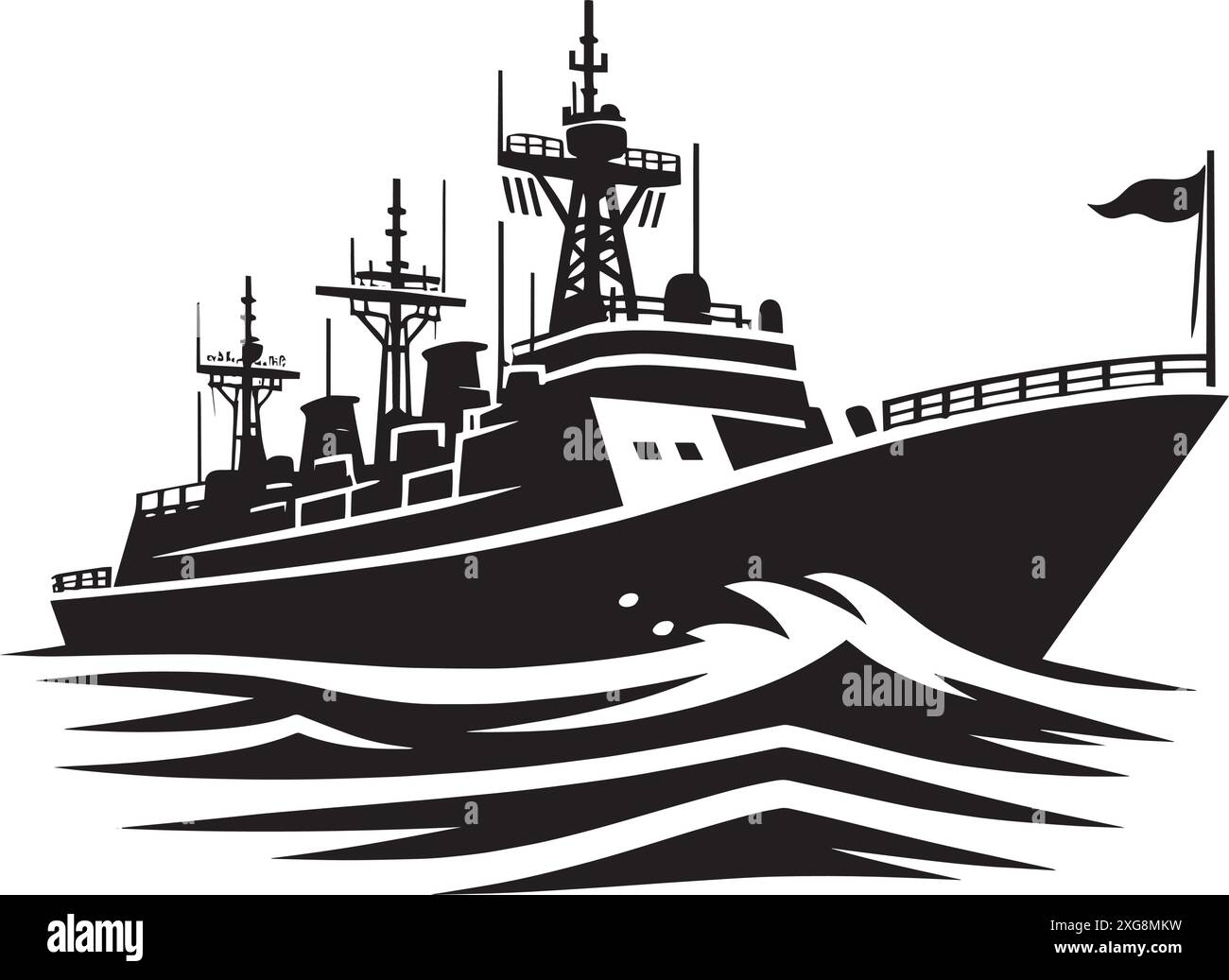 Modern ship silhouette vector illustration isolated on a white ...