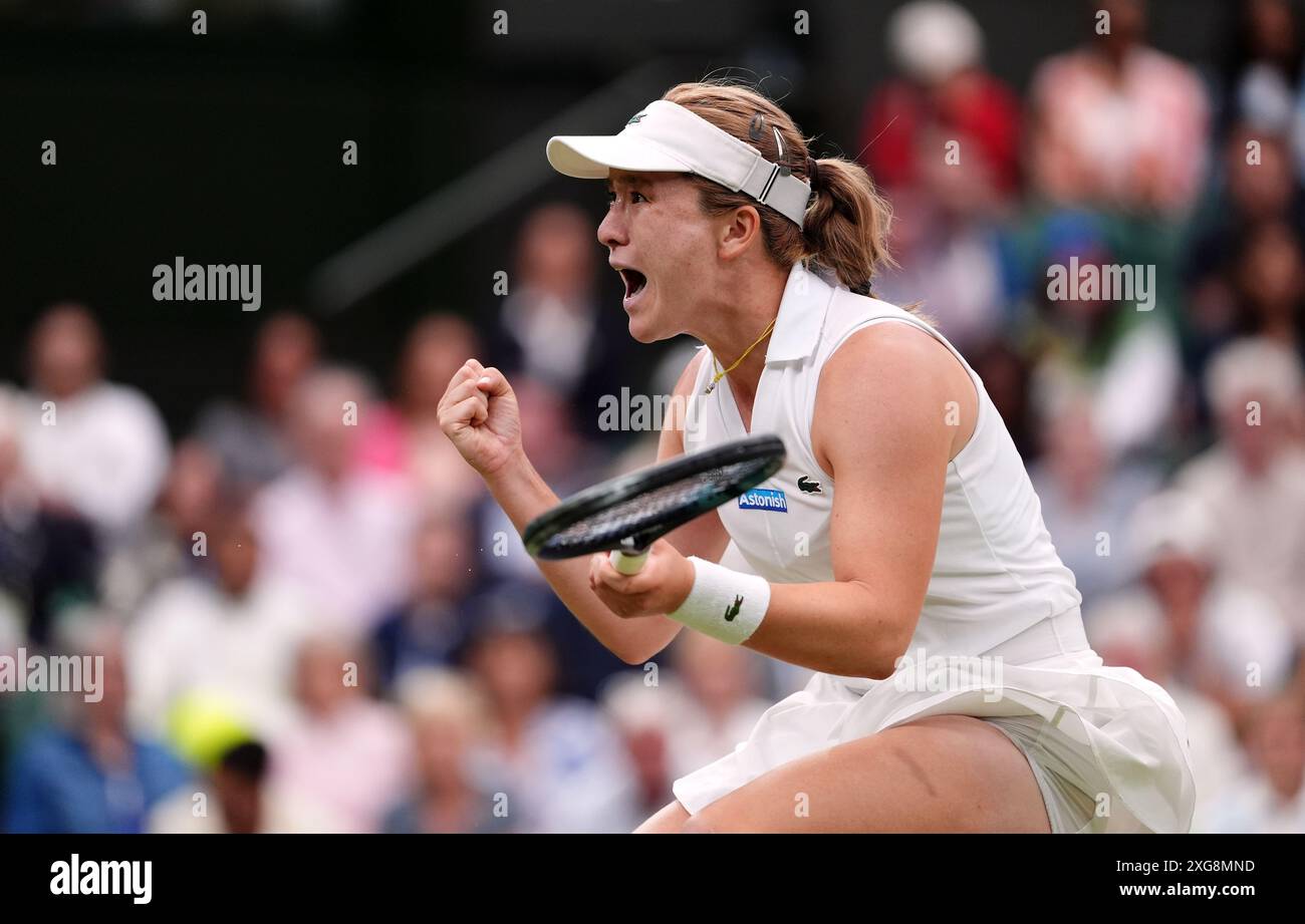 Lulu Sun after beating Emma Raducanu on day seven of the 2024 Wimbledon ...