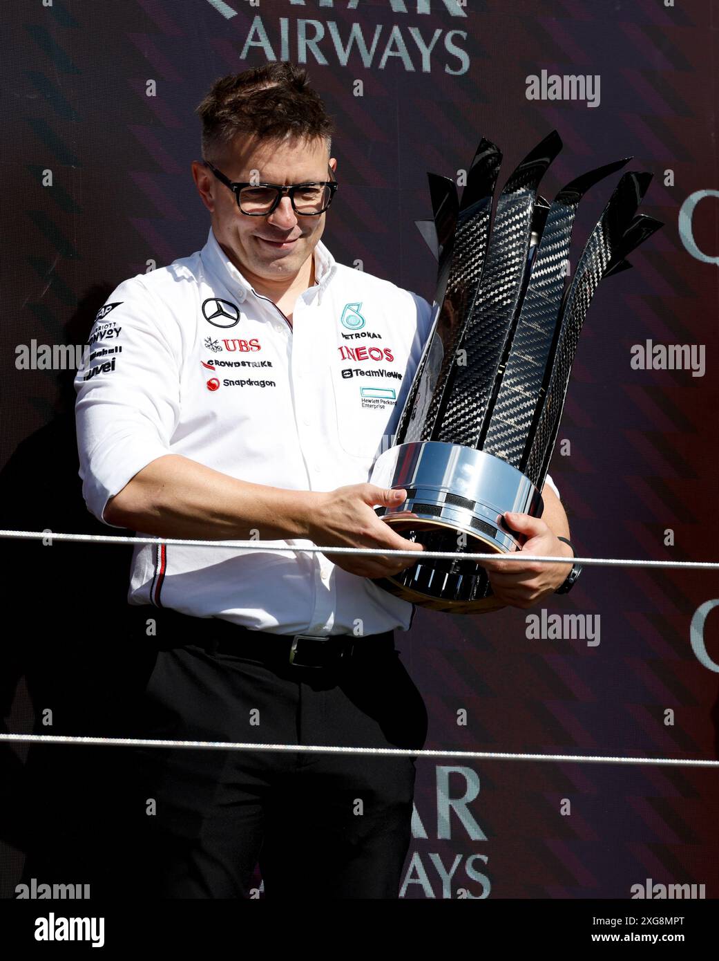 Peter 'Bono' Bonnington, senior race engineer for Lewis Hamilton podium ...