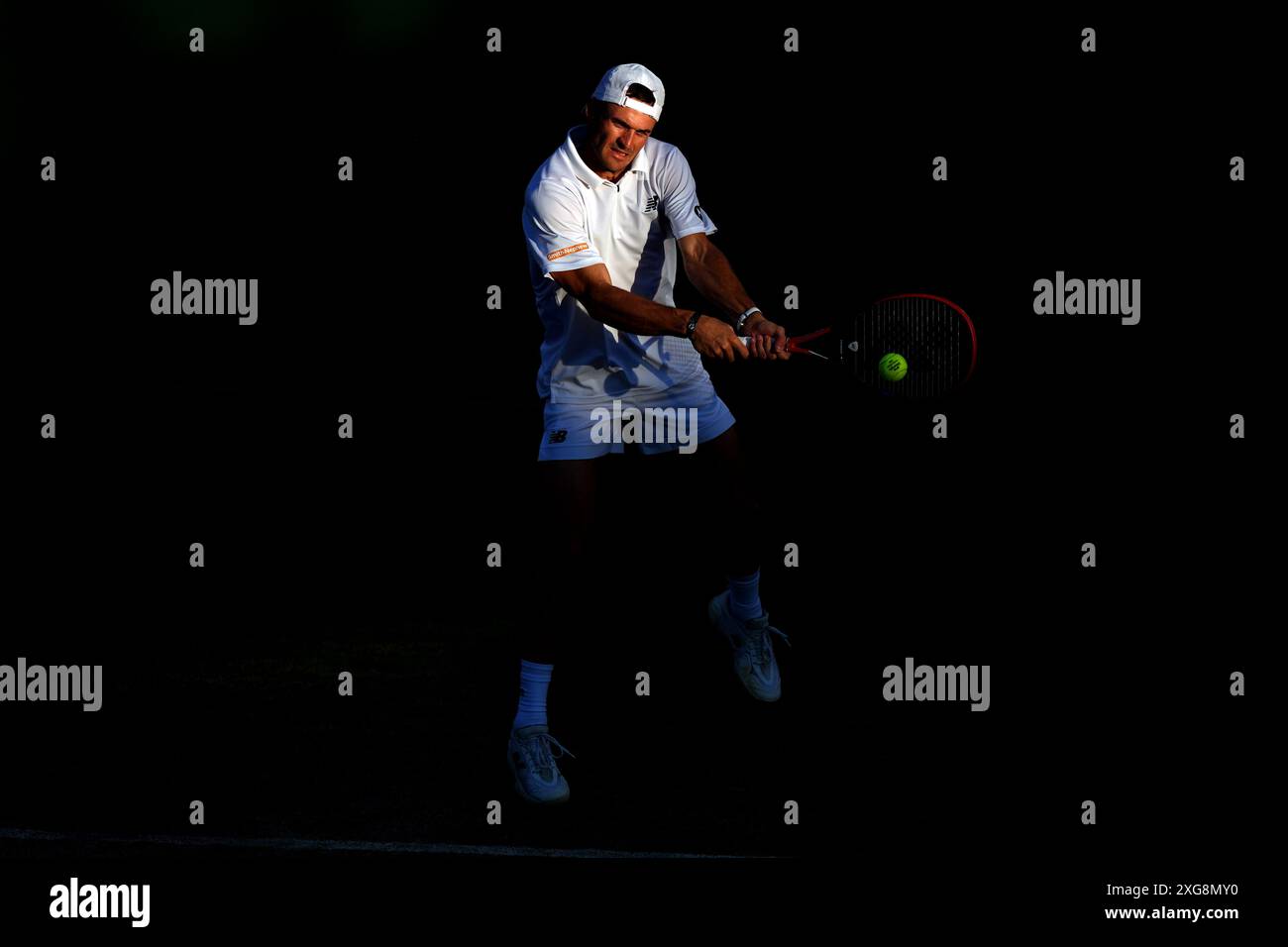 Tommy Paul in action against Roberto Bautista Agut on day seven of the 2024 Wimbledon ...