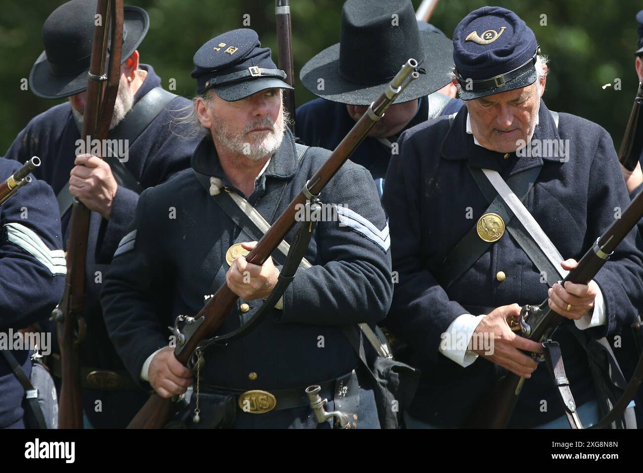 American Civil War Re-Enactors take part in a Historical battle re ...