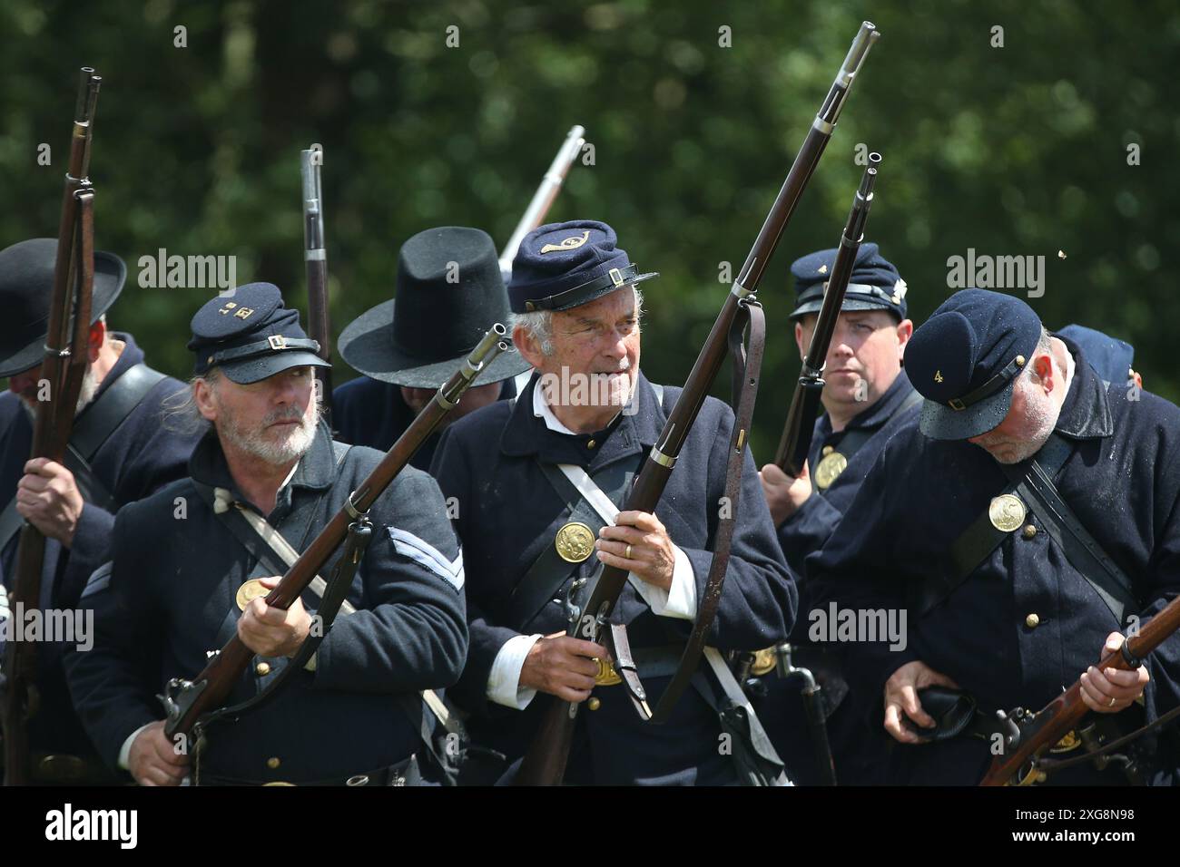 American Civil War Re-Enactors take part in a Historical battle re ...