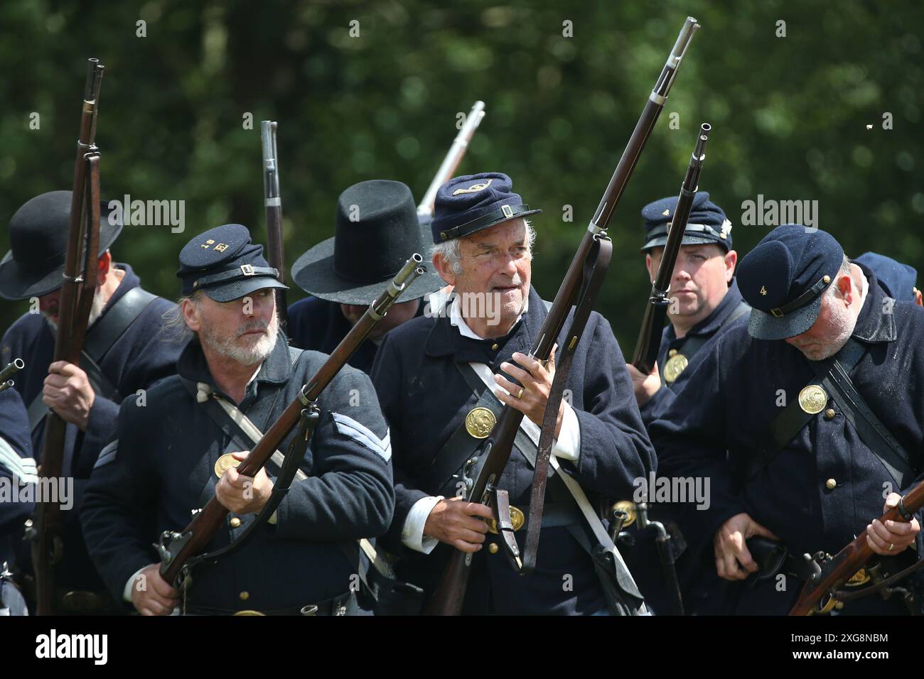 American Civil War Re-Enactors take part in a Historical battle re ...