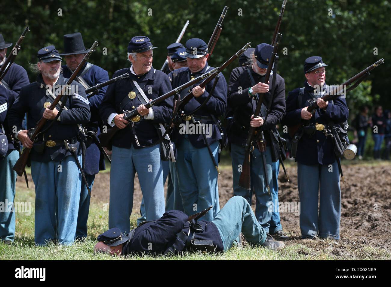 American Civil War Re-Enactors take part in a Historical battle re ...