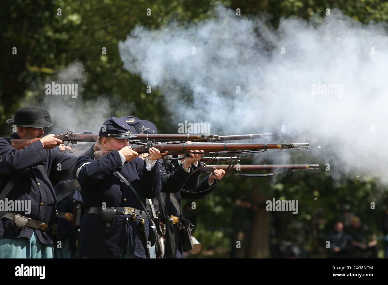 American Civil War Re-Enactors take part in a Historical battle re ...