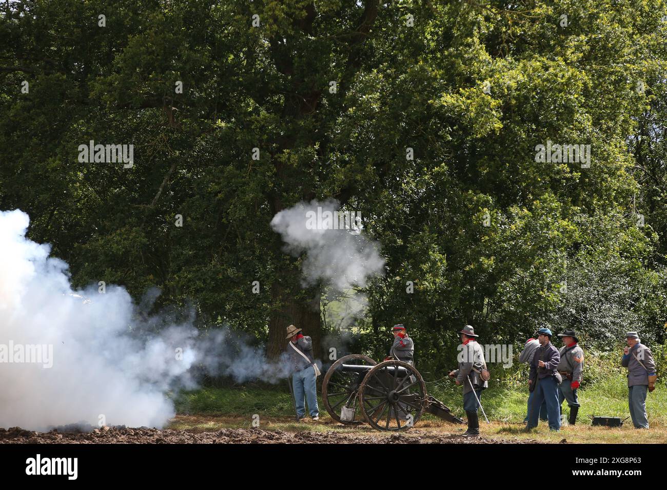 American Civil War Re-Enactors take part in a Historical battle re ...