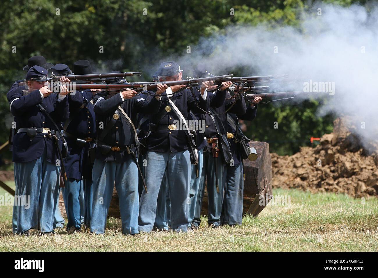 American Civil War Re-Enactors take part in a Historical battle re ...