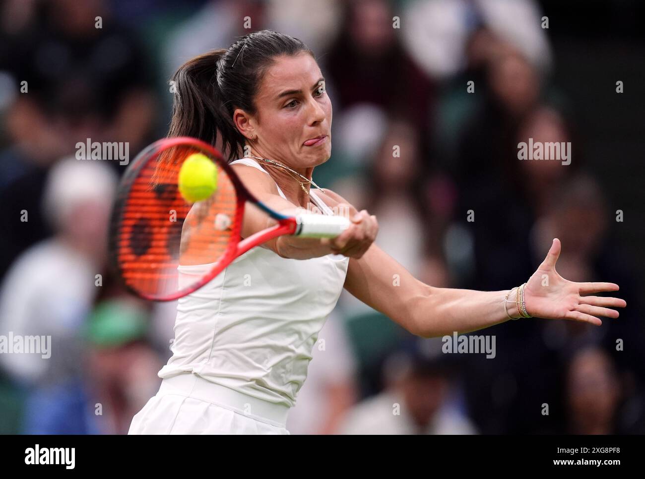 Emma Navarro in action against Coco Gauff on day seven of the 2024 ...