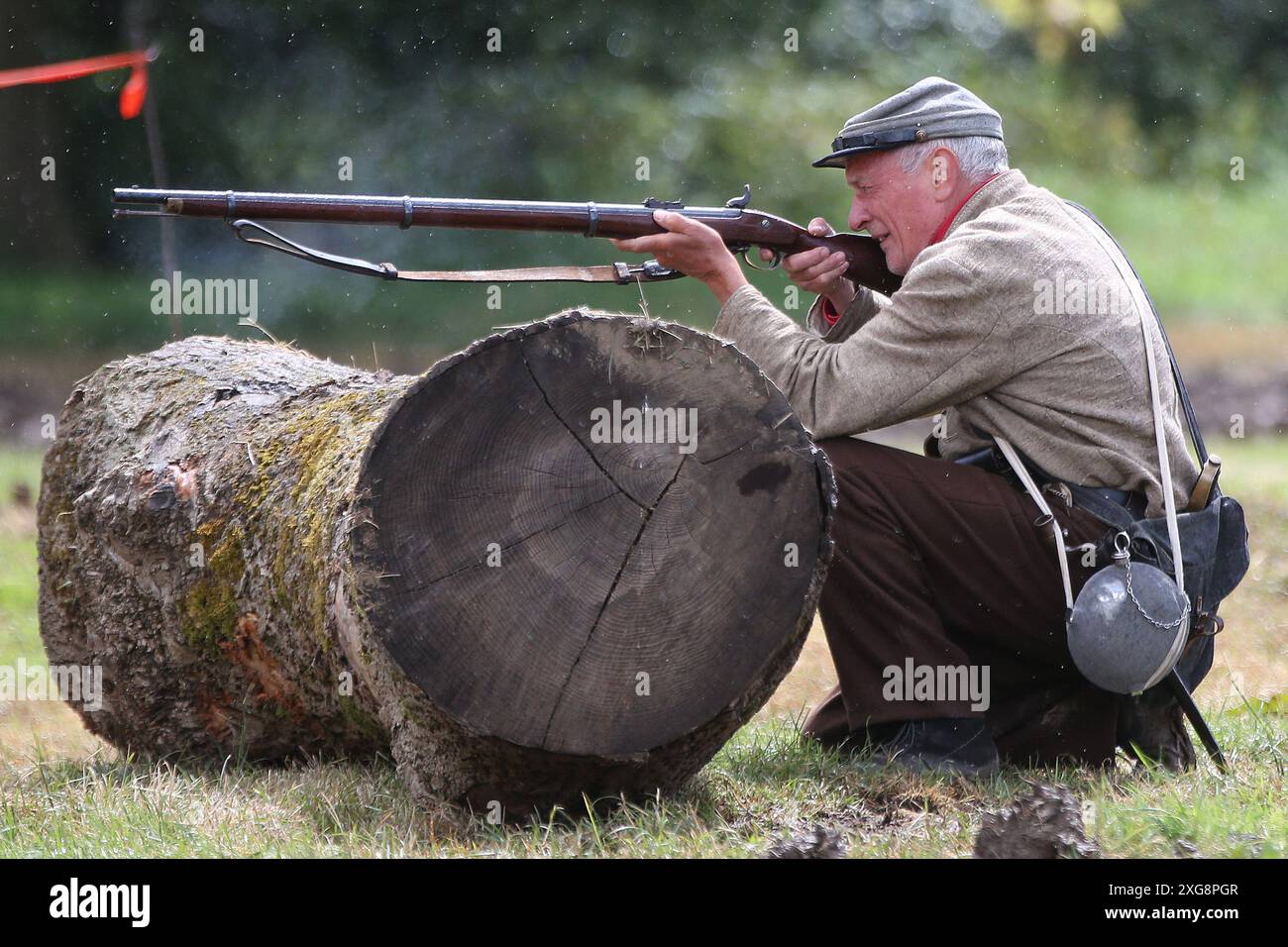 American Civil War Re-Enactors take part in a Historical battle re ...