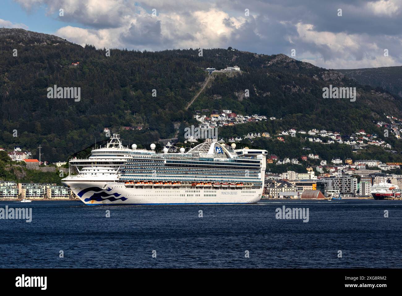 Cruise ship Caribbean Princess departing from port of Bergen, Norway ...