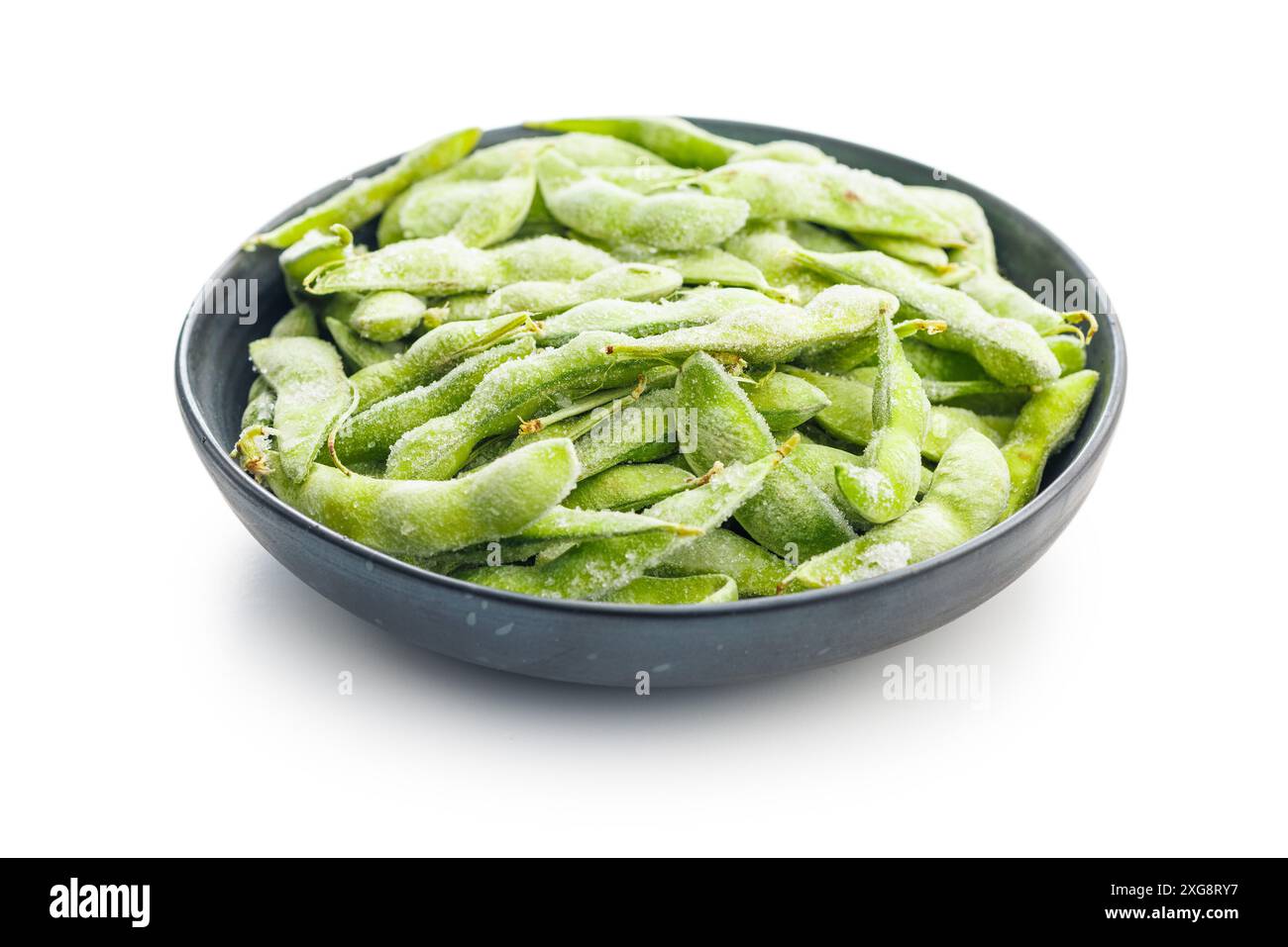 Green edamame pods. Fresh soybeans isolated on a white background Stock ...