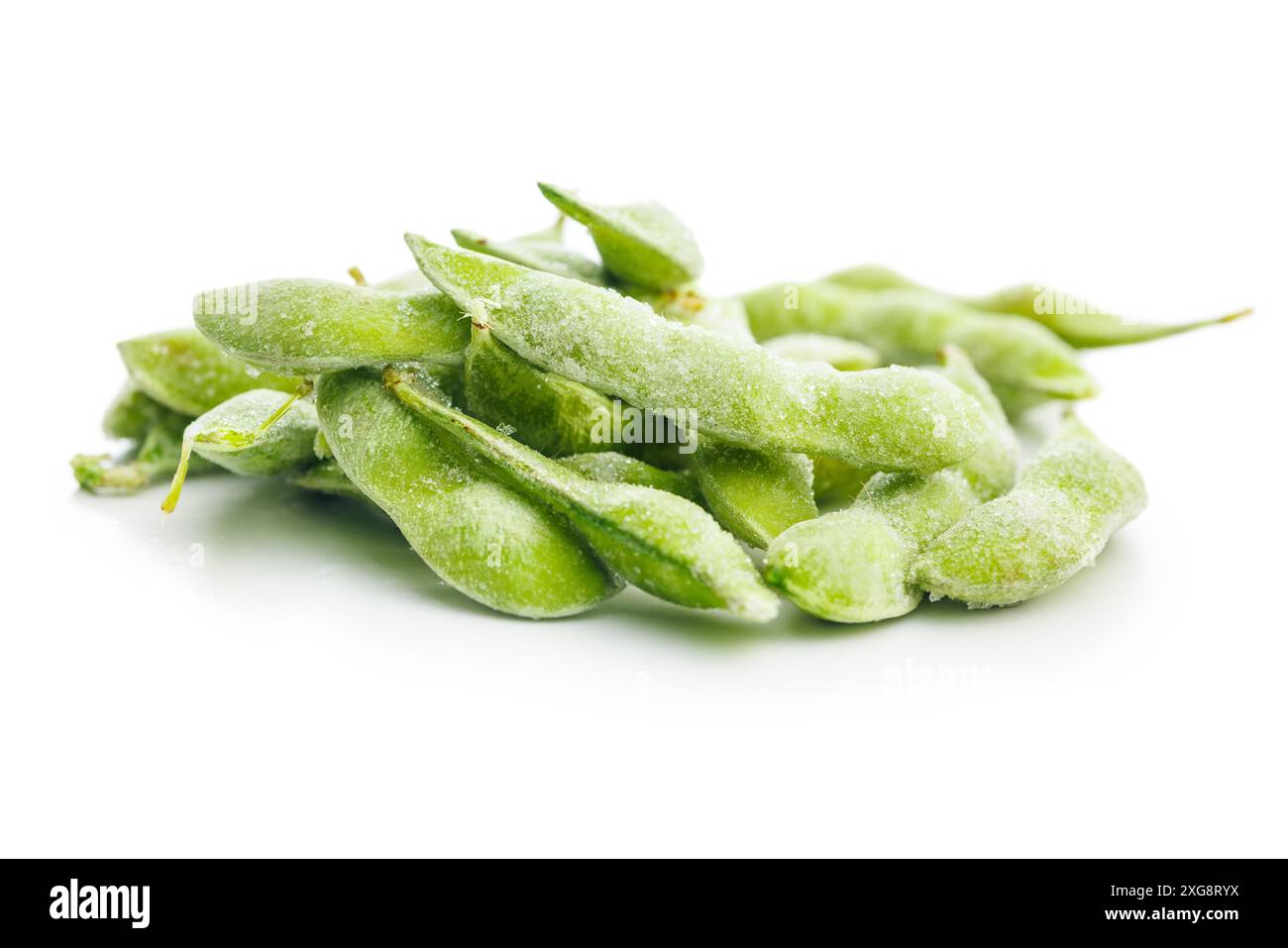 Green edamame pods. Fresh soybeans isolated on a white background Stock ...
