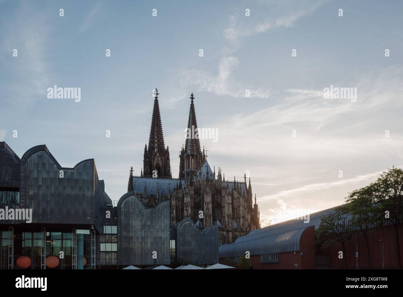Outdoor exterior view of Cologne Cathedral and Museum Ludwig before ...