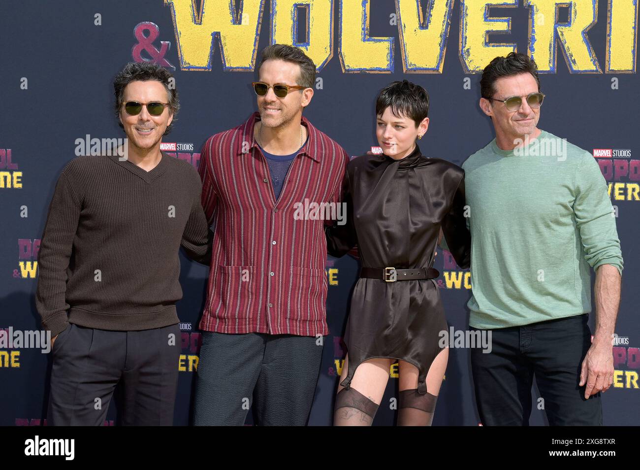 Shawn Levy, Ryan Reynolds, Emma Corrin und Hugh Jackman beim Fan ...