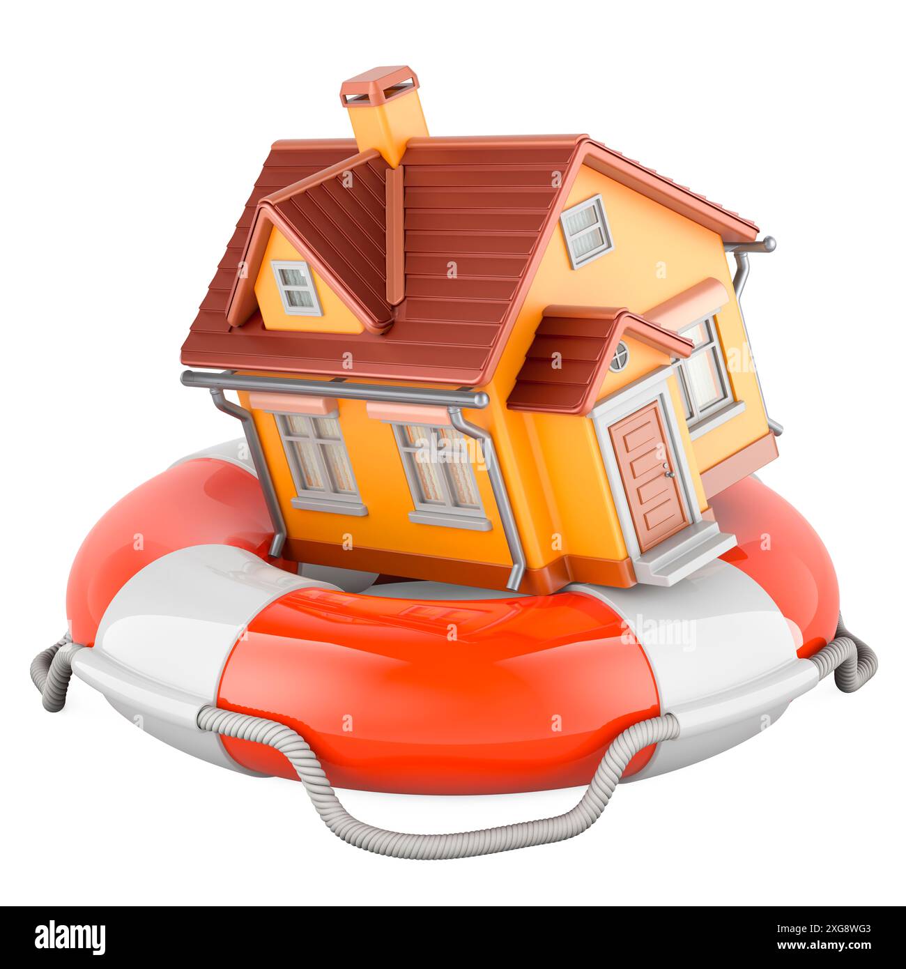 Home with lifebuoy. 3D rendering isolated on white background Stock ...