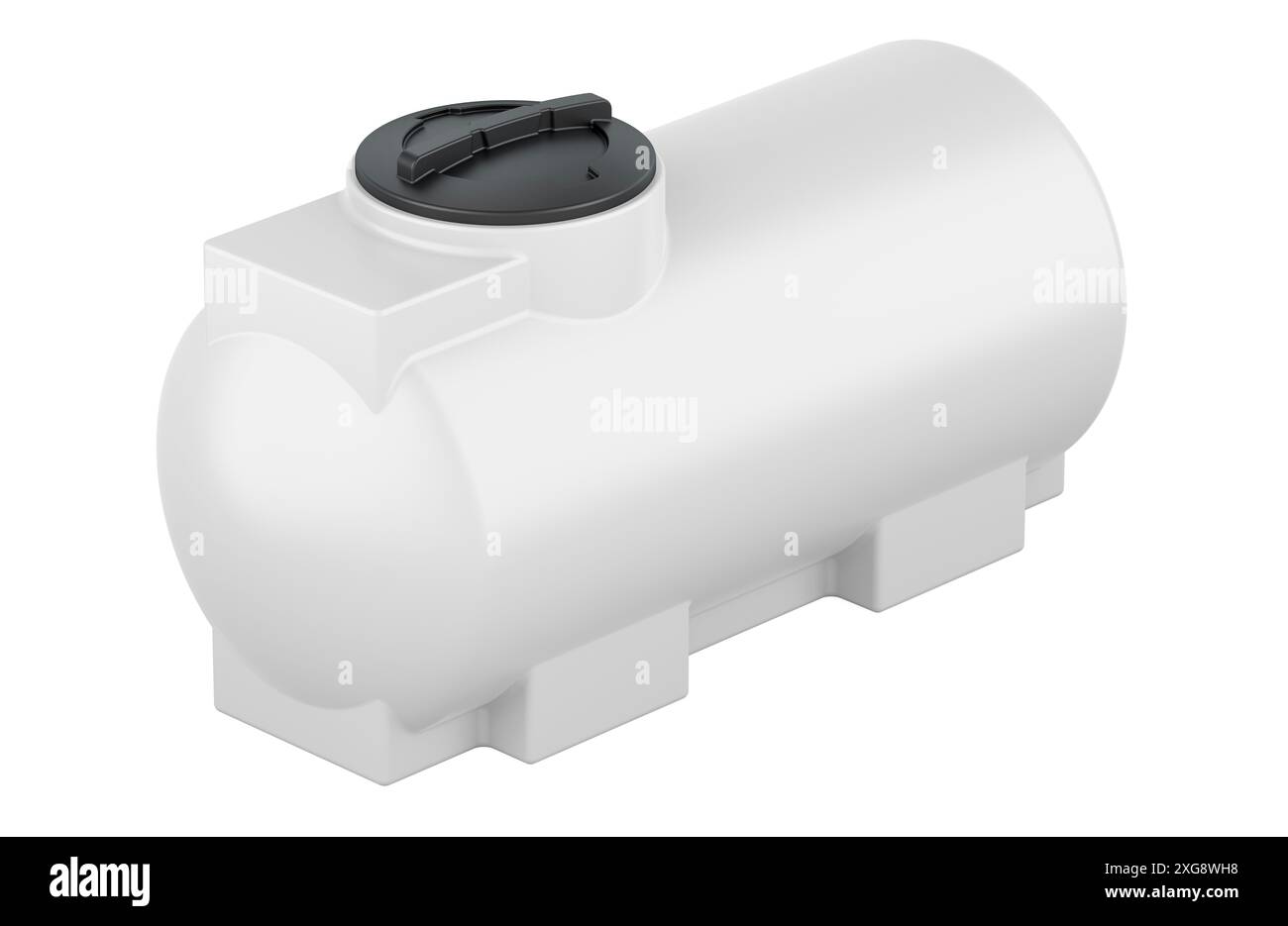 White Horizontal Plastic Water Tank, 3D rendering isolated on white ...