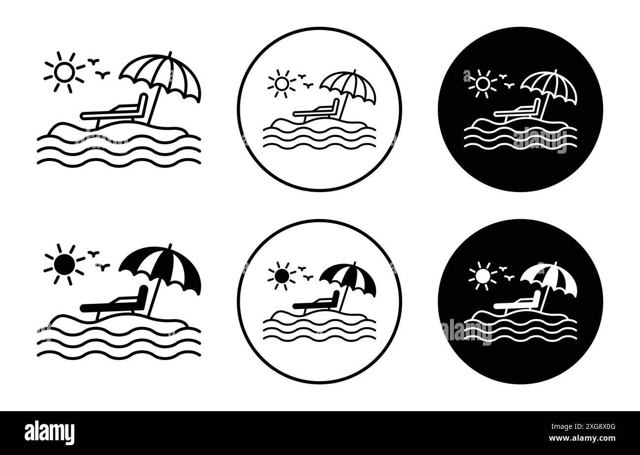 Beach Icon vector logo set collection for web app ui Stock Vector Image ...