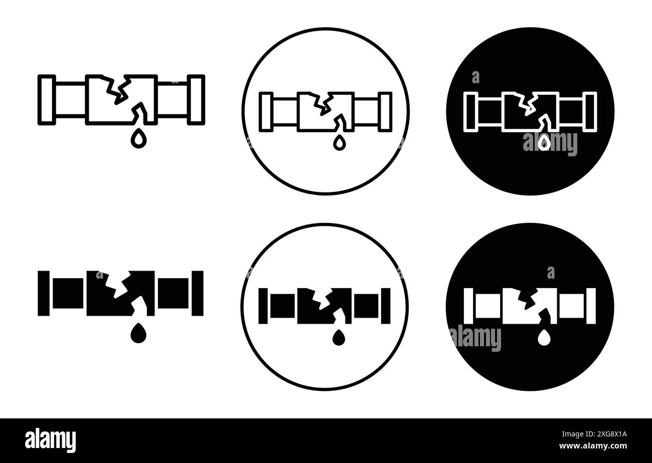 Broken pipe icon vector logo set collection for web app ui Stock Vector Image & Art - Alamy