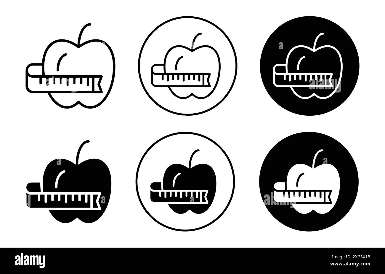 Apple and measuring tape icon vector logo set collection for web app ui ...