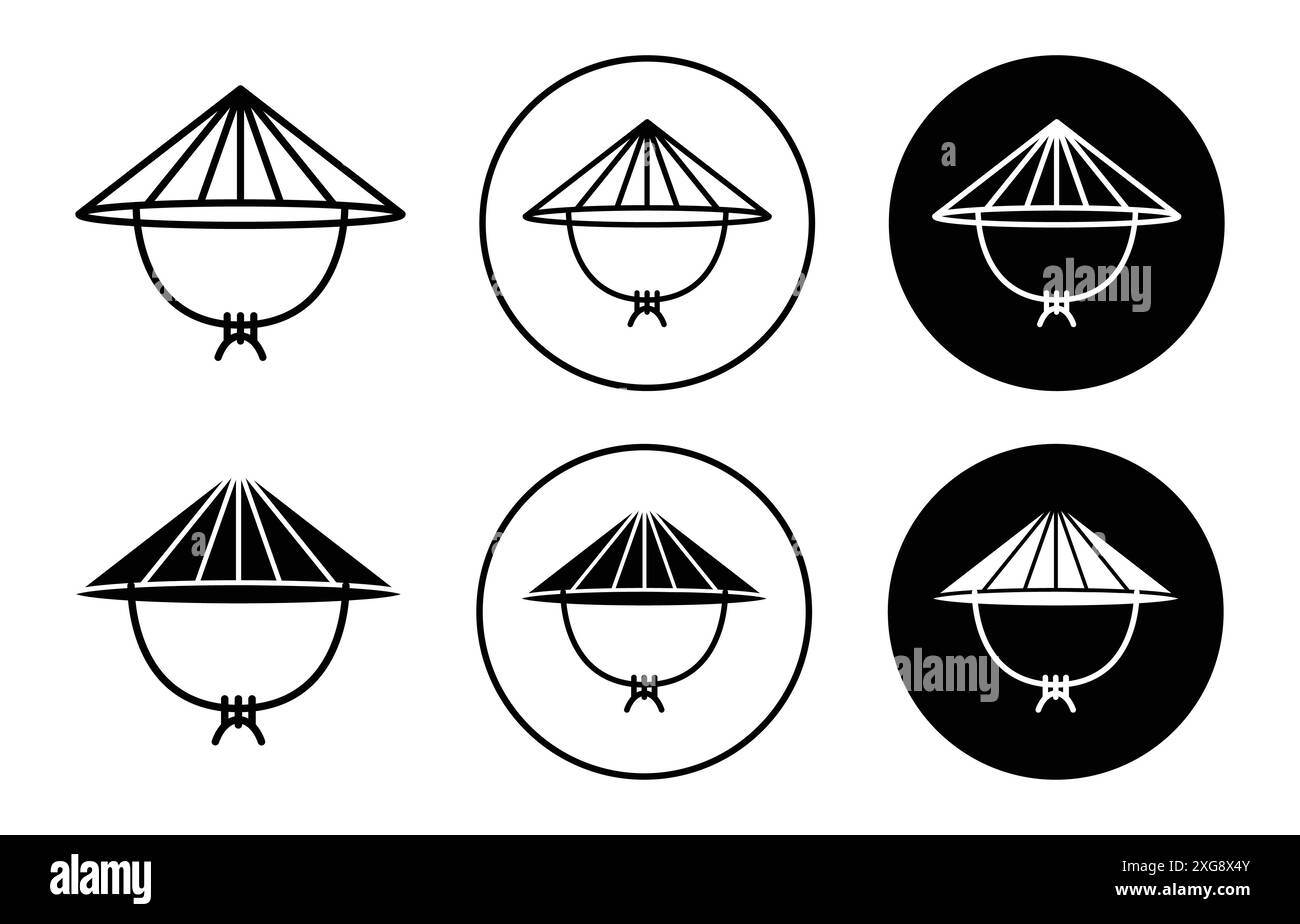Bamboo Hat Icon Vector Logo Set Collection For Web App Ui Stock Vector