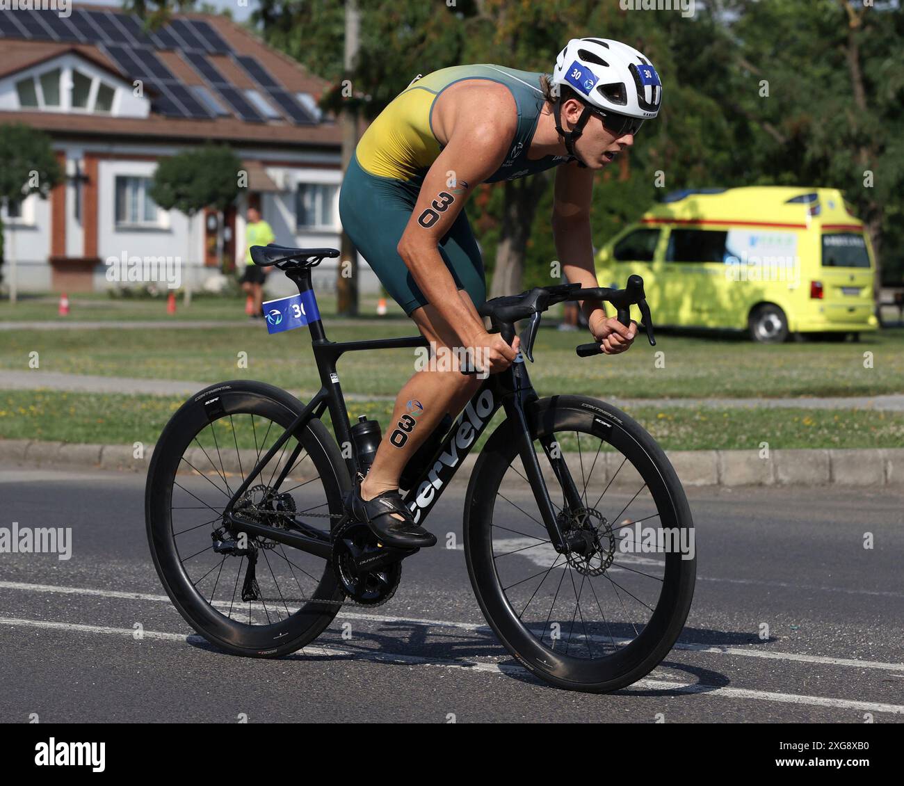 Brayden Mercer, of Australia, at the 2024 World Triathlon Cup ...