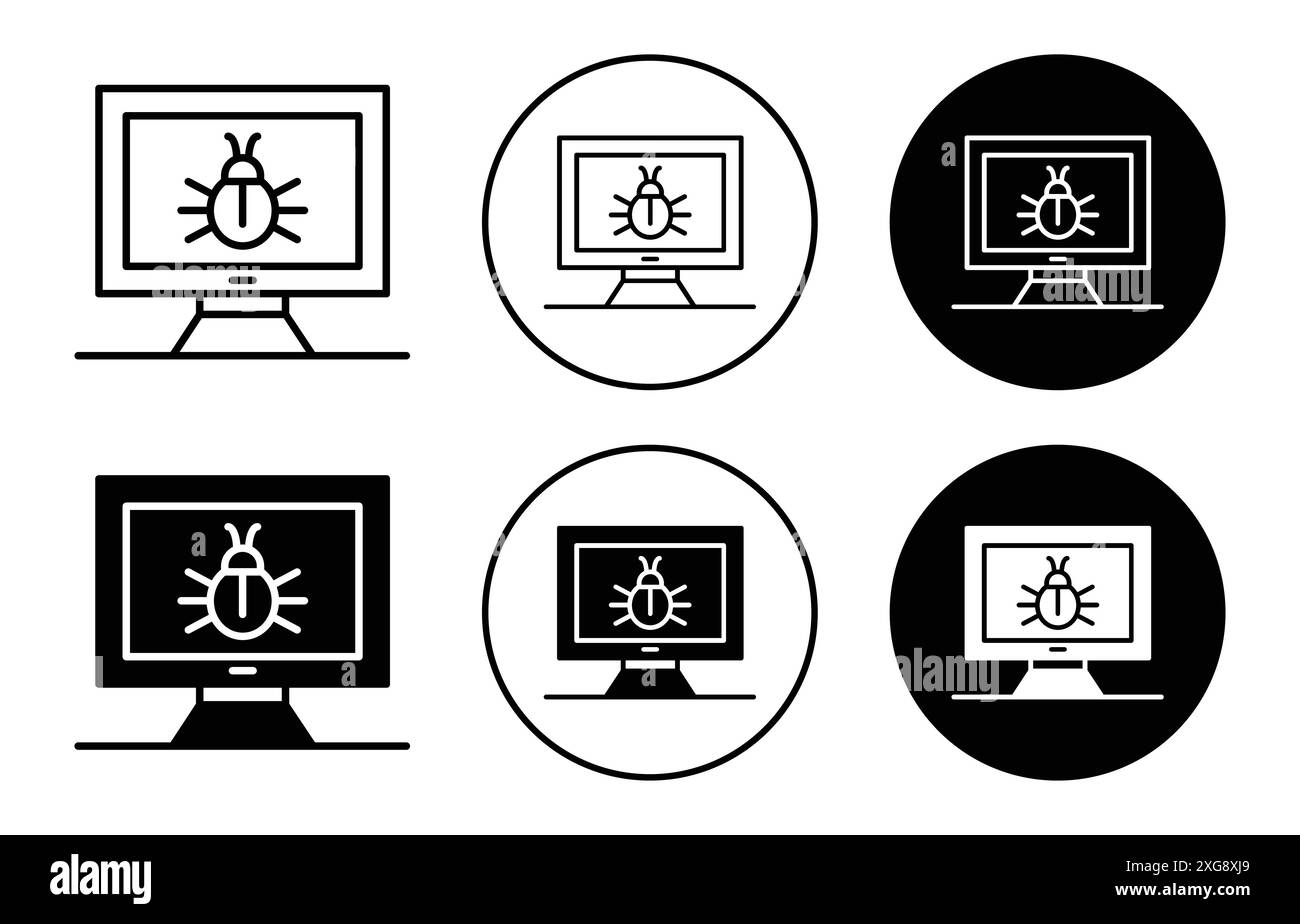 Computer bug icon vector logo set collection for web app ui Stock Vector Image & Art - Alamy