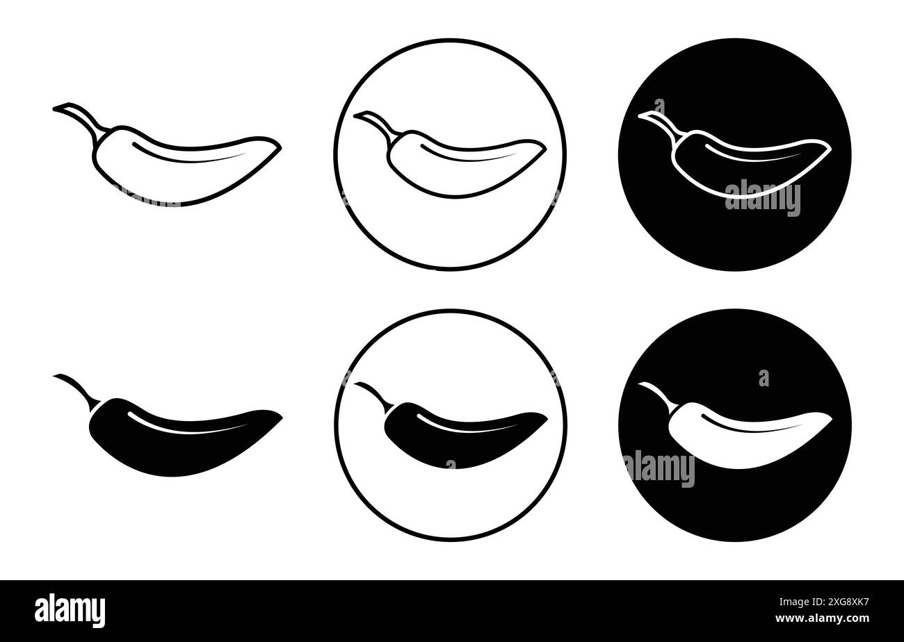 chilli pepper icon vector logo set collection for web app ui Stock ...
