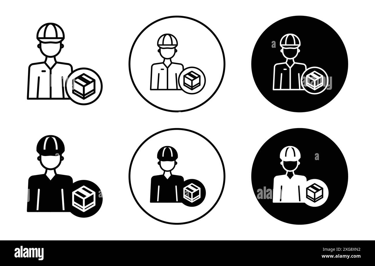 Delivery man icon vector logo set collection for web app ui Stock ...
