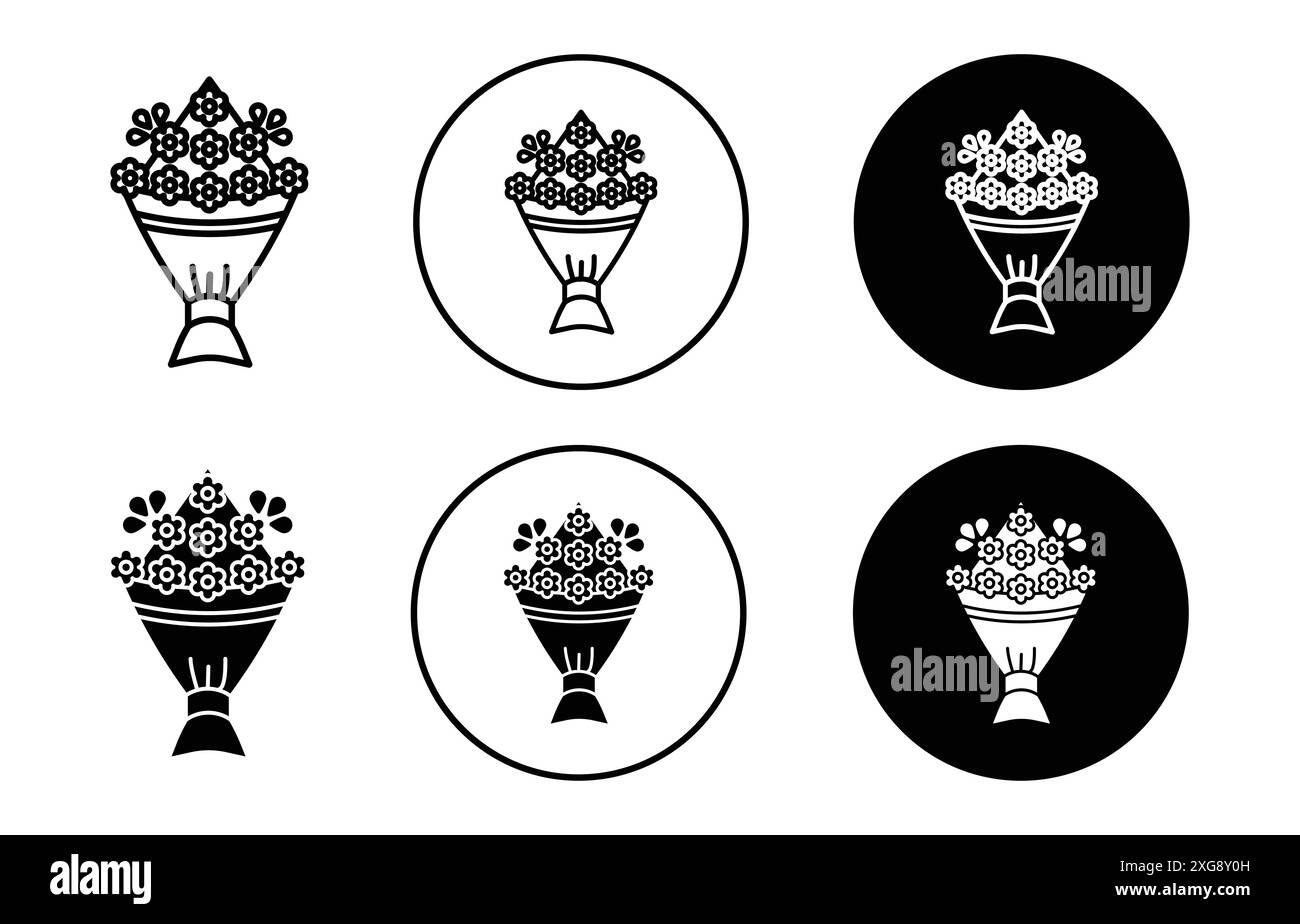 Flowers bouquet wrapping icon vector logo set collection for web app ui ...