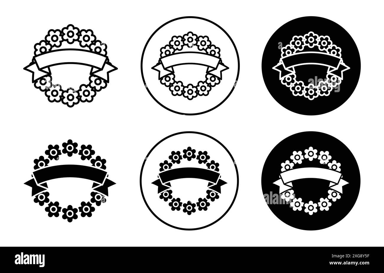 Funeral wreath icon vector logo set collection for web app ui Stock ...
