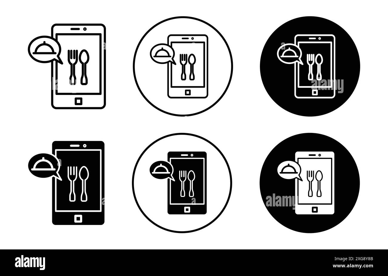 Mobile food ordering icon vector logo set collection for web app ui Stock Vector Image & Art - Alamy
