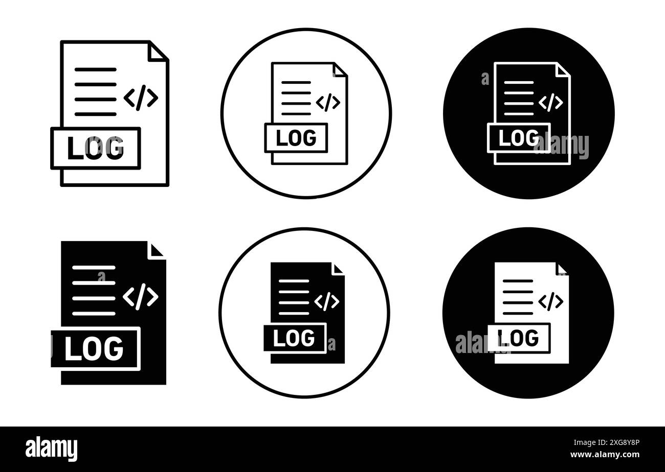 Log File Icon Vector Logo Set Collection For Web App Ui Stock Vector