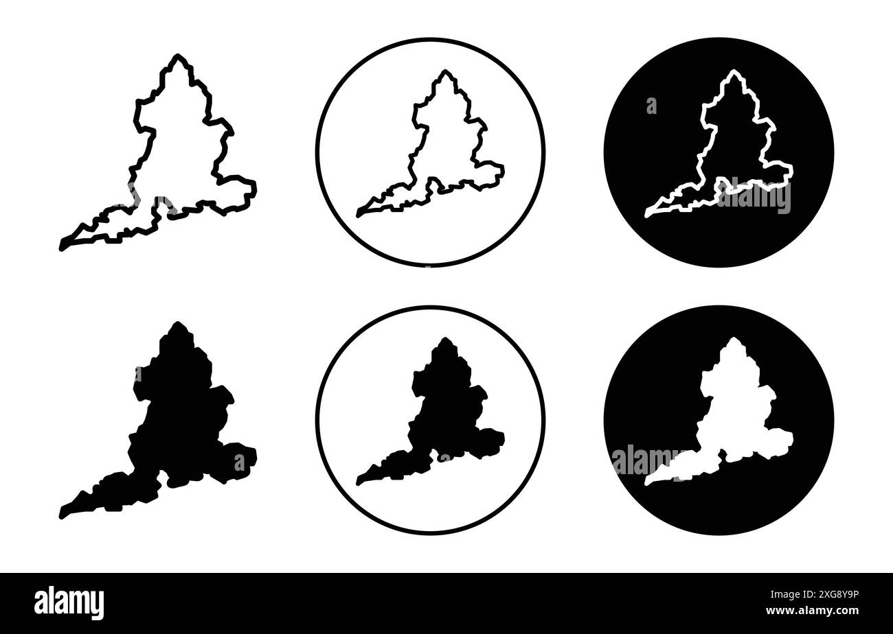 Map Of England Icon Vector Logo Set Collection For Web App Ui Stock