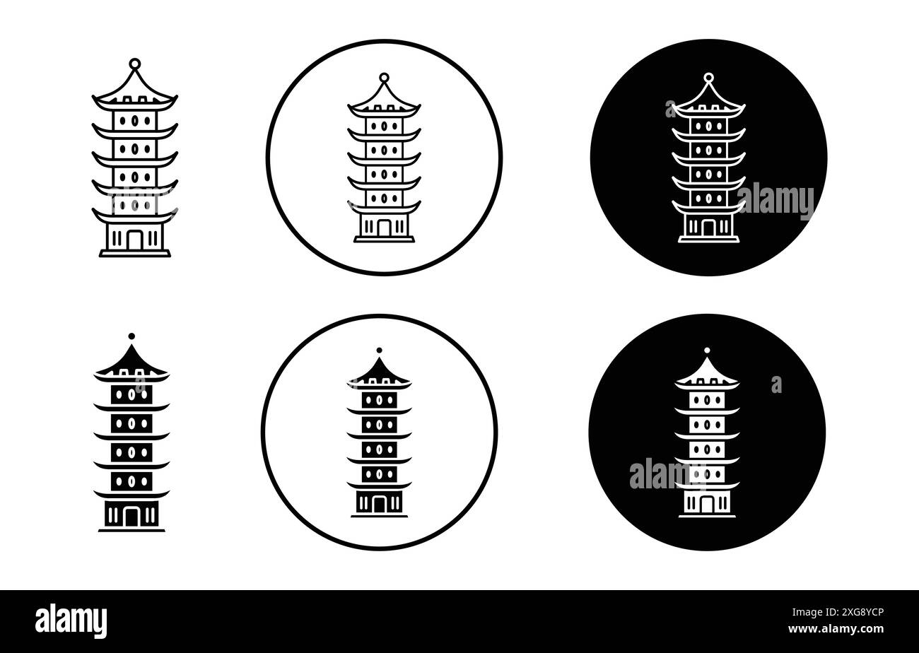 Porcelain Tower of Nanjing icon vector logo set collection for web app ...