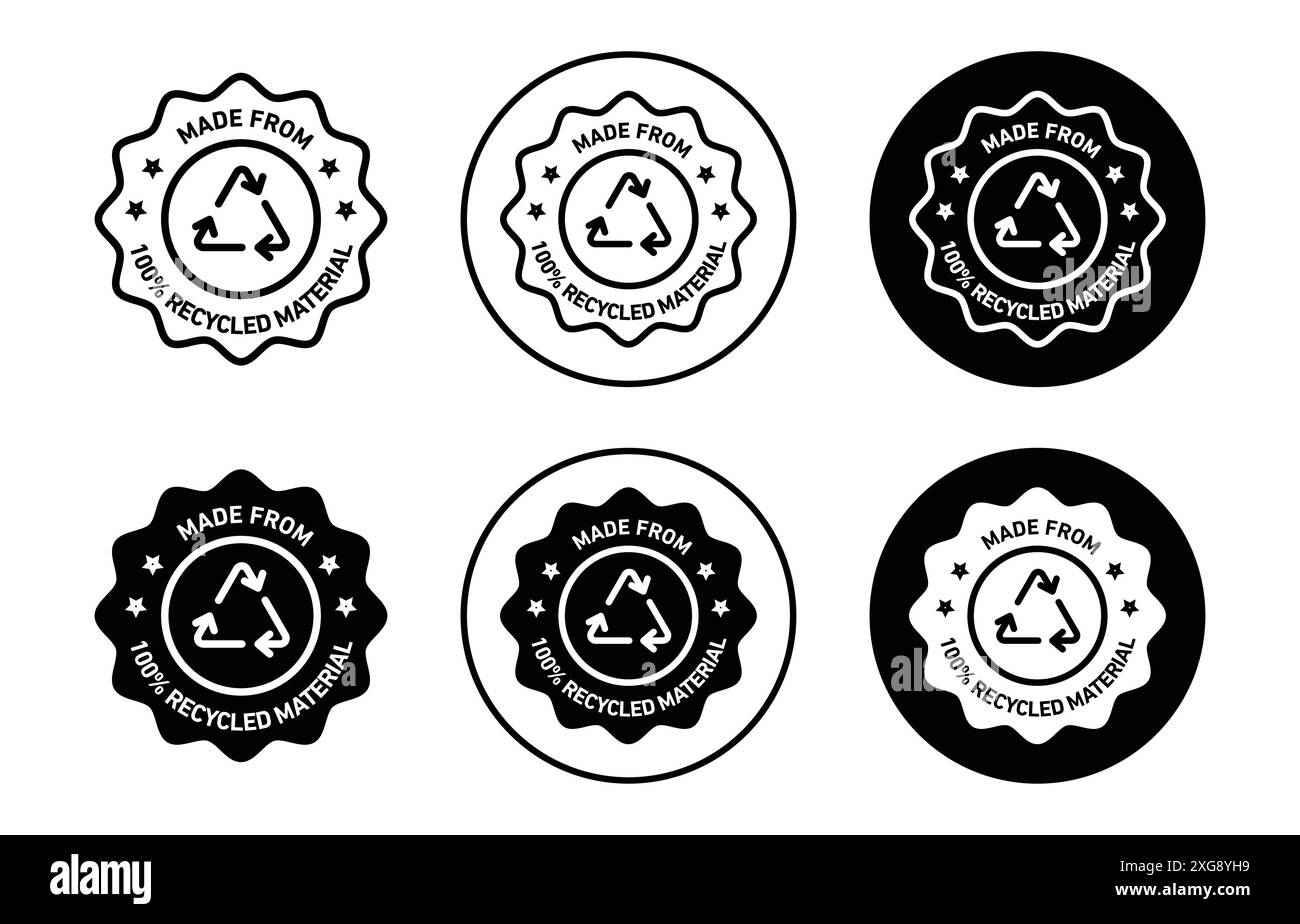 Recycle Materials Icon Vector Logo Set Collection For Web App Ui Stock