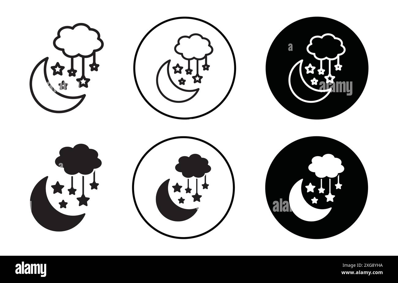 Night icon vector logo set collection for web app ui Stock Vector Image ...