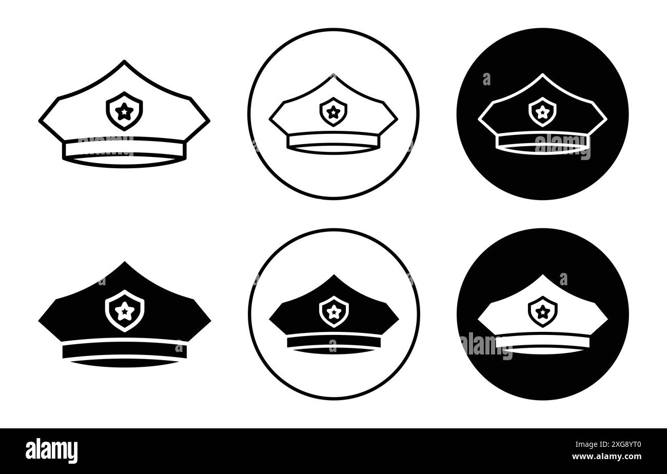 Police officer cap icon vector logo set collection for web app ui Stock ...